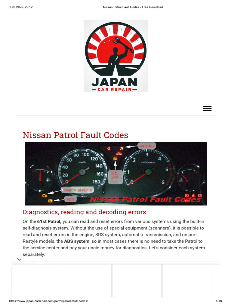 Nissan Patrol Fault Codes Guide | PDF | Manufactured Goods | Mechanical ...
