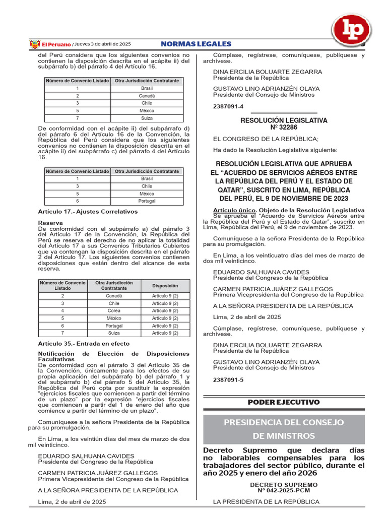 Decreto Supremo N.º 042-2025-PCM | PDF | Turismo | Perú