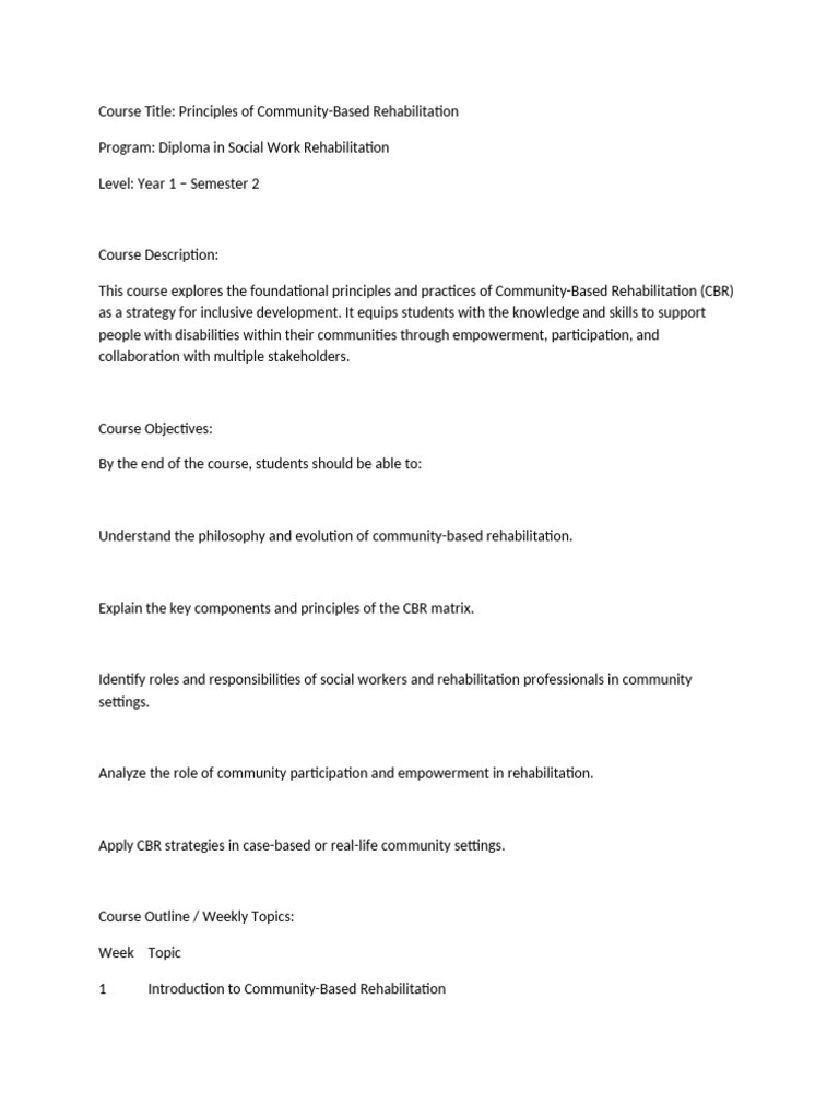 community based rehabilitation | PDF