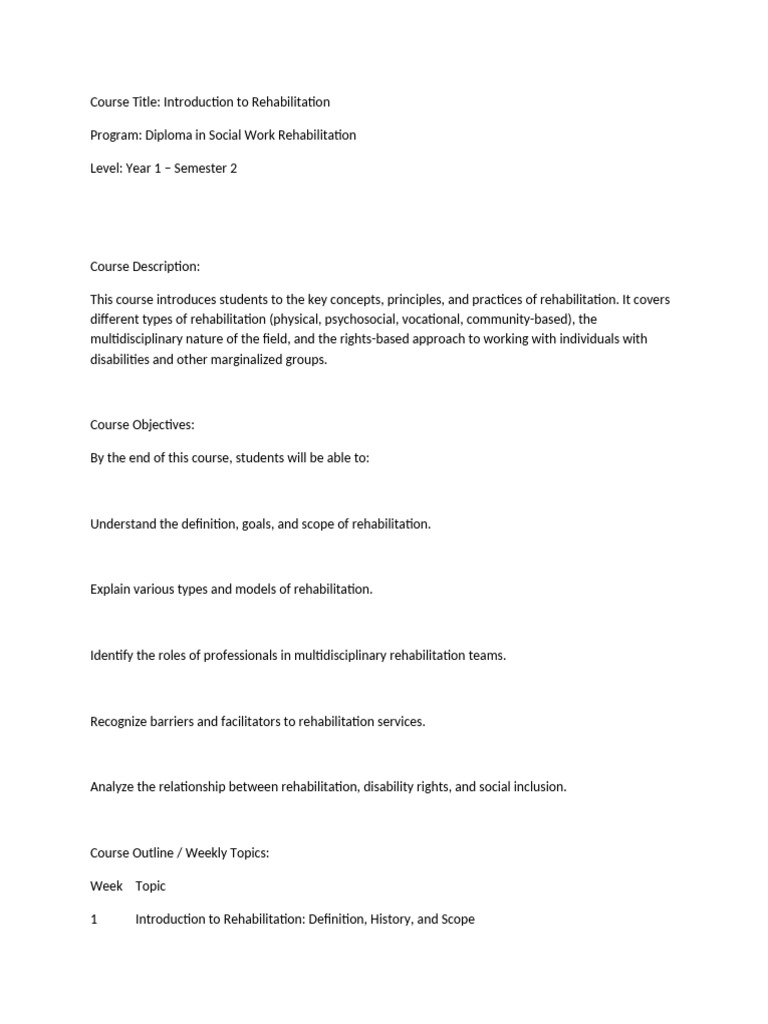 Intro To Rehabilitation | PDF