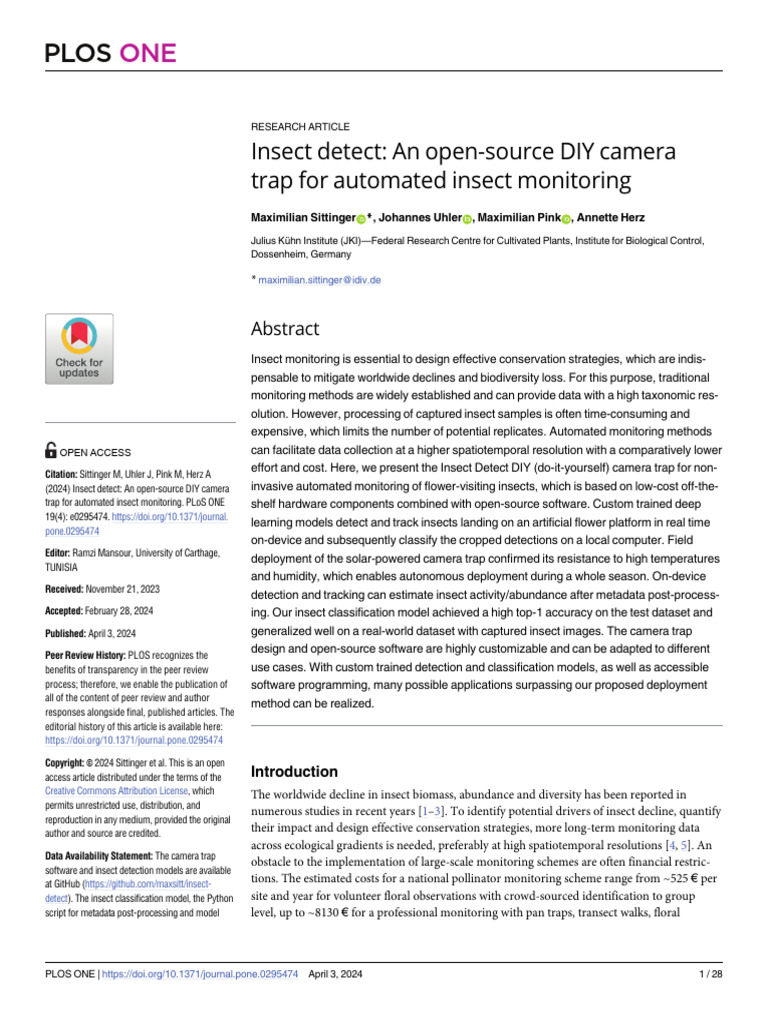 Insect Detect An Open-Source DIY Camera Trap For A | PDF | Machine ...