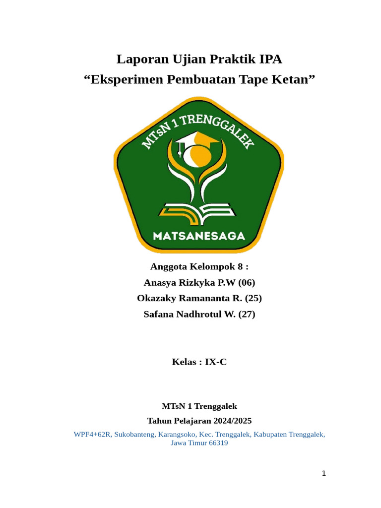 Laporan Ujian Praktik IPA | PDF