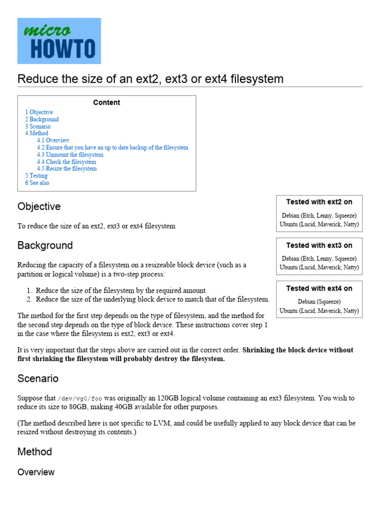 Reduce The Size of An Ext4 | PDF | File System | System Software