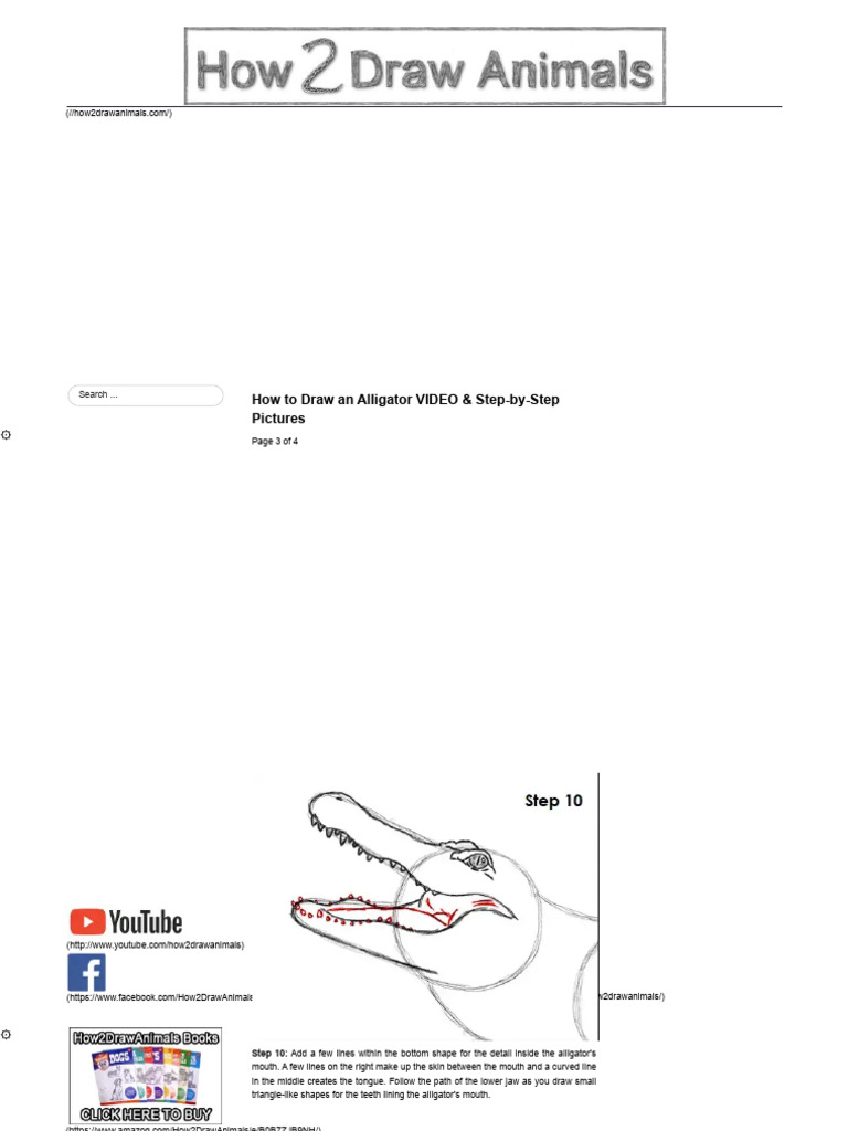 How To Draw An Alligator VIDEO & Step-by-Step Pictures2 | PDF | Gear