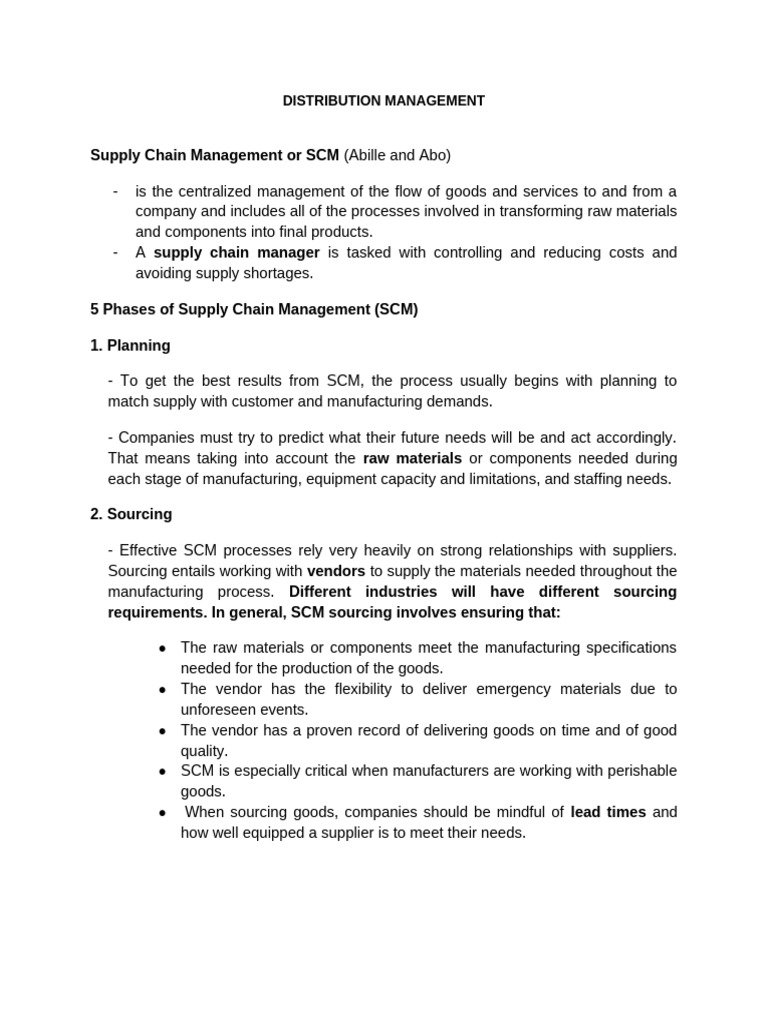 DISTRIBUTION MANAGEMENT Report HO | PDF | Supply Chain | Supply Chain ...