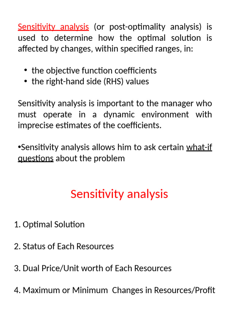 2 Sensitivity Analysis Reddy Miiks | PDF | Mathematical Optimization | Linear Programming
