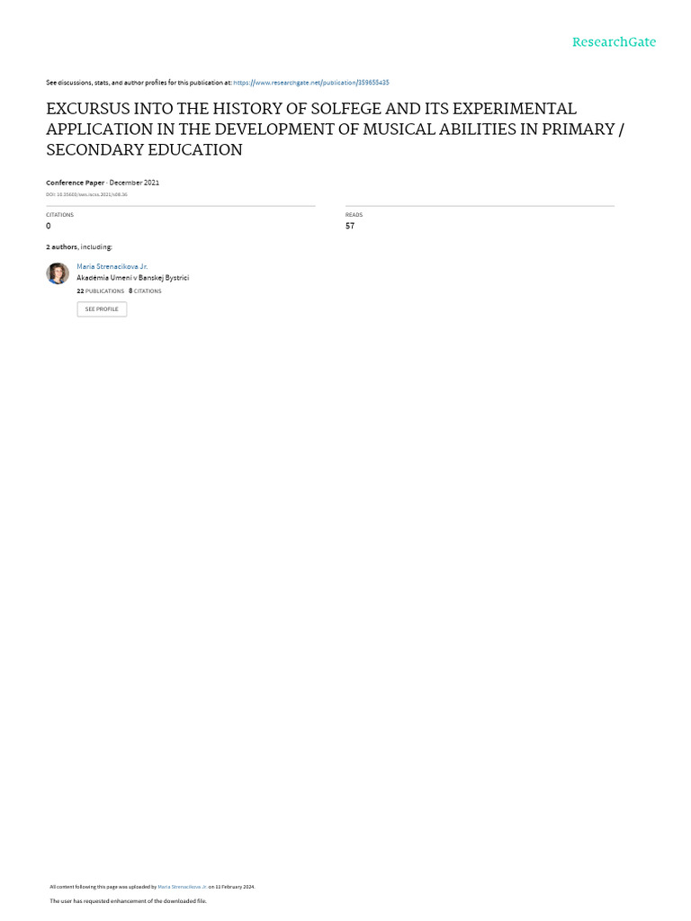 Excursus Into The History of Solfege and Its Experimental Application ...