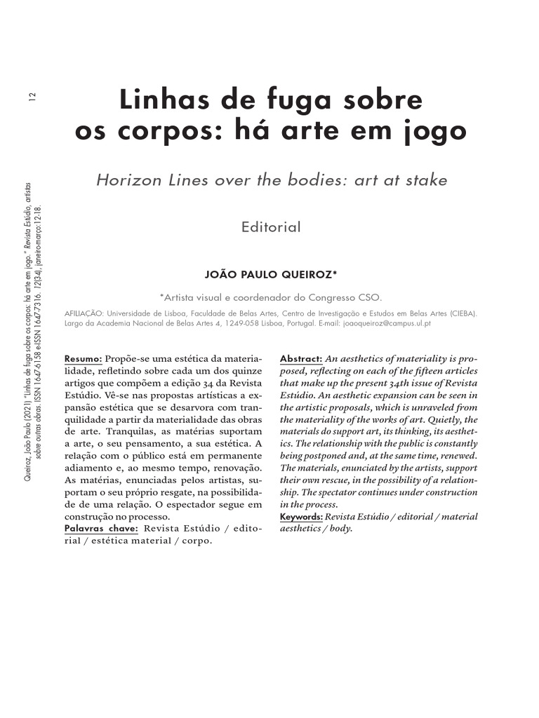 Linhas de Fuga Sobre Os Corpos Ha Arte em Jogo | PDF | Museu | Portugal