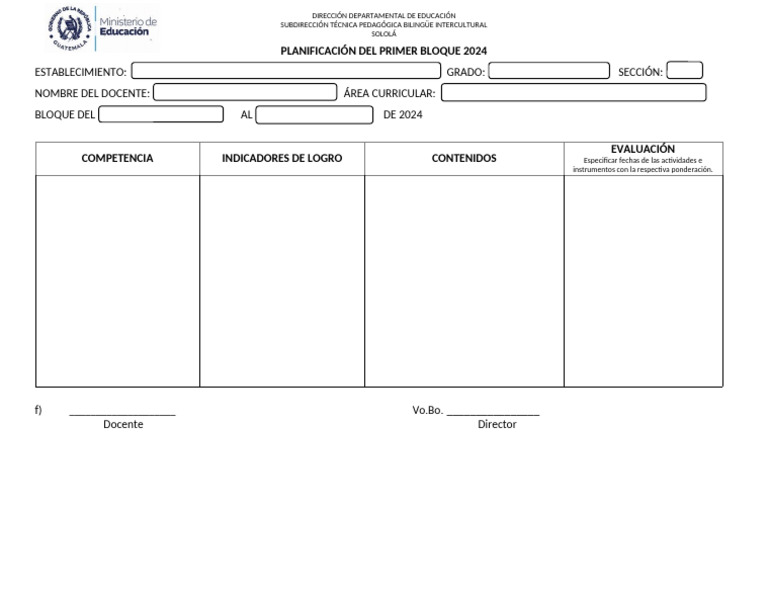 Formato Plan de Bloque | PDF
