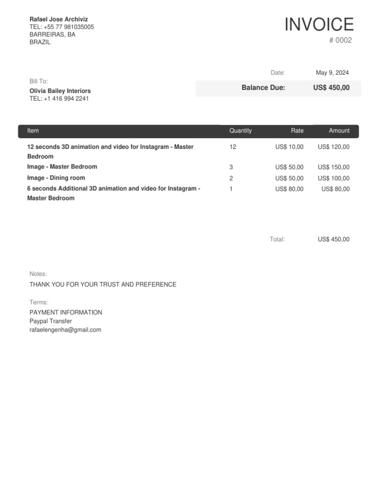 Invoice 0002 Pdf