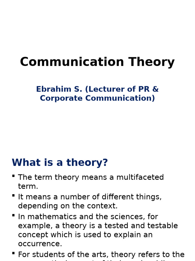 Communication Theory | PDF | Persuasion | Theory