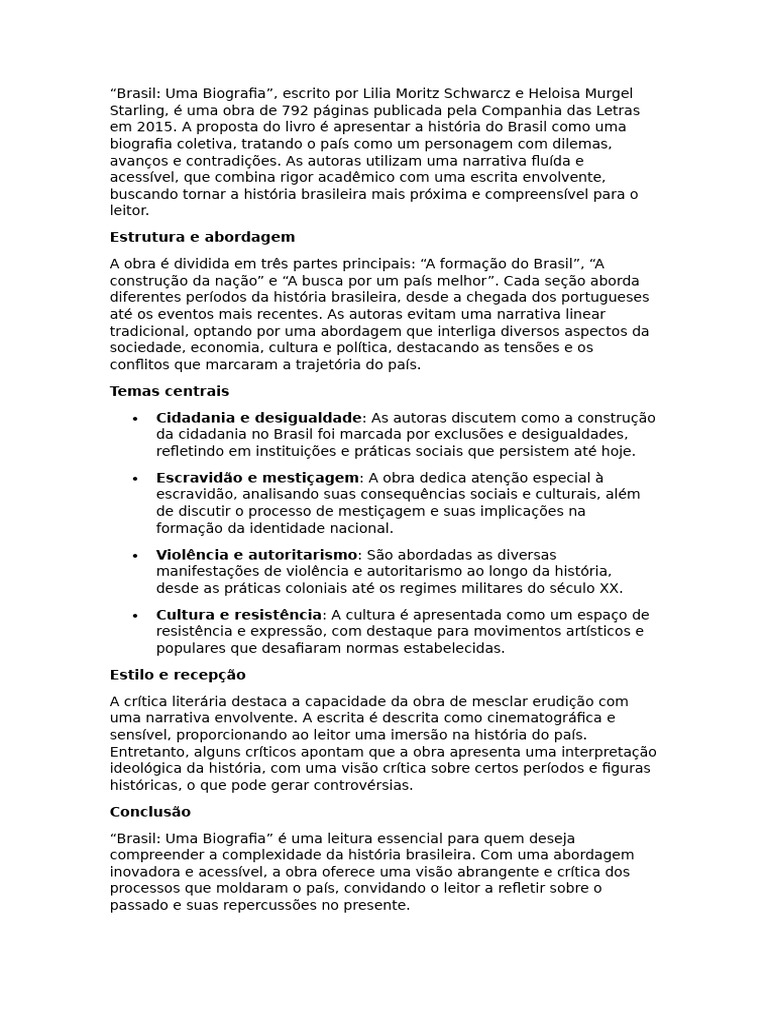 Brasil: Uma Biografia Coletiva | PDF | Narrativa | Brasil