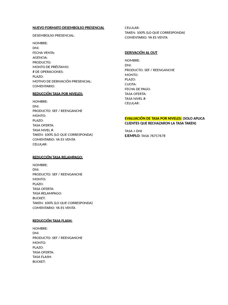 Formato de Desembolso Presencial | PDF