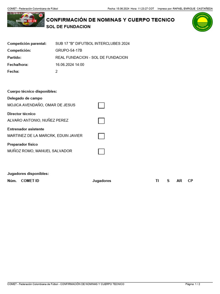 Planilla vs Real Fundación | PDF