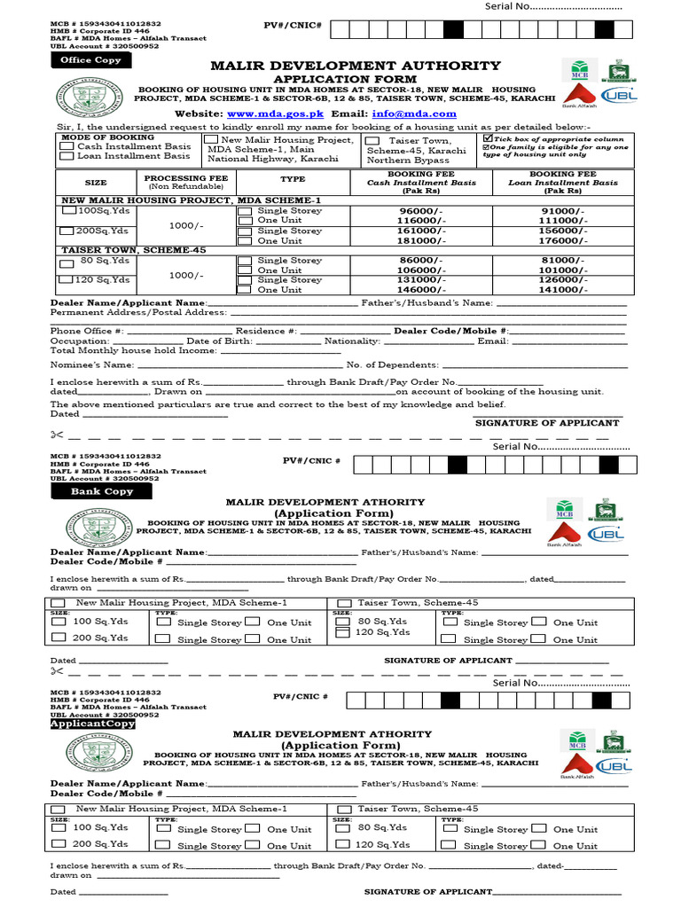 Mda Homes Application Form | PDF | Loans | Money