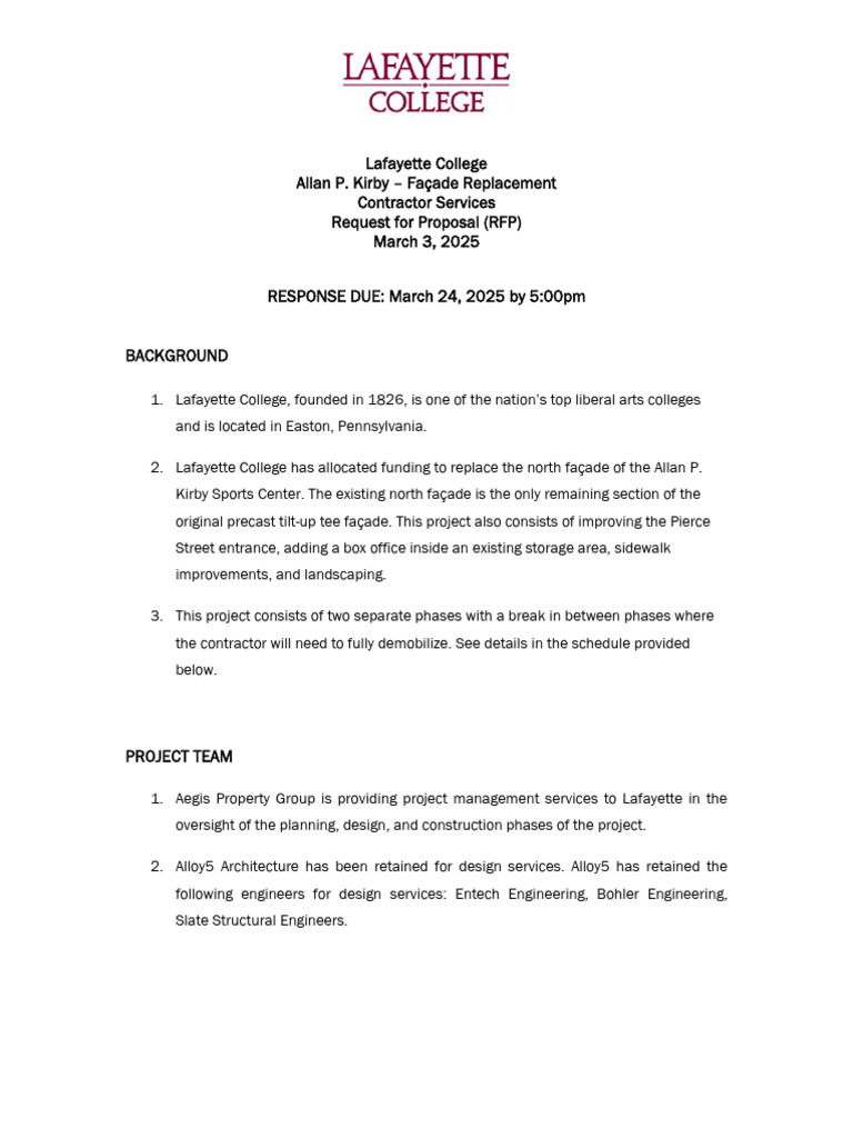 2025-03-03 - APK Facade Replacement - Contractor RFP | PDF | General ...
