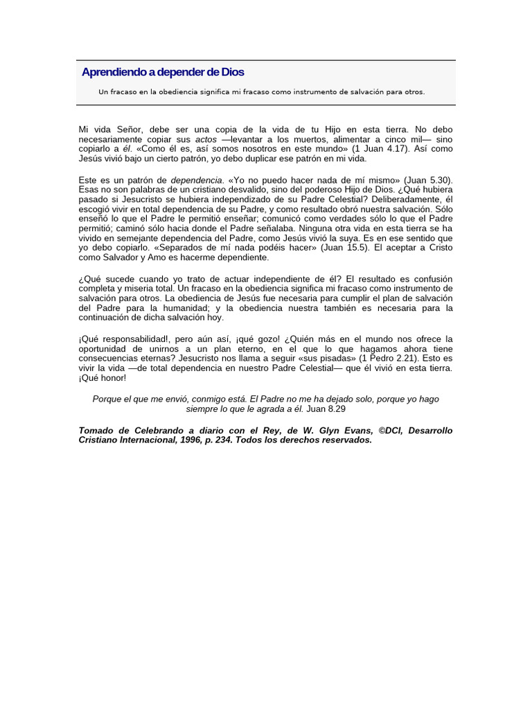 Aprendiendo A Depender de Dios | PDF
