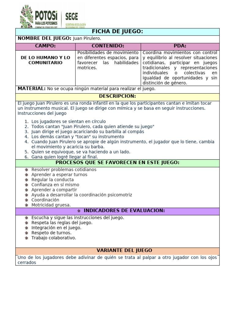 Ficha de Juego | PDF