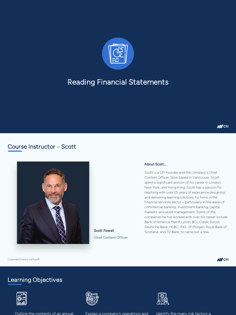 Reading Financial Statements - Course Slides | PDF | Cash Flow ...