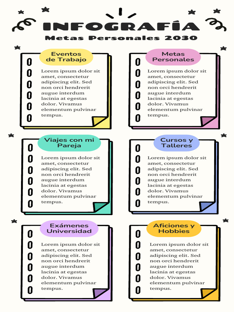 Infografía Metas Personales Doodle Colorido Amarillo y Rosa | PDF