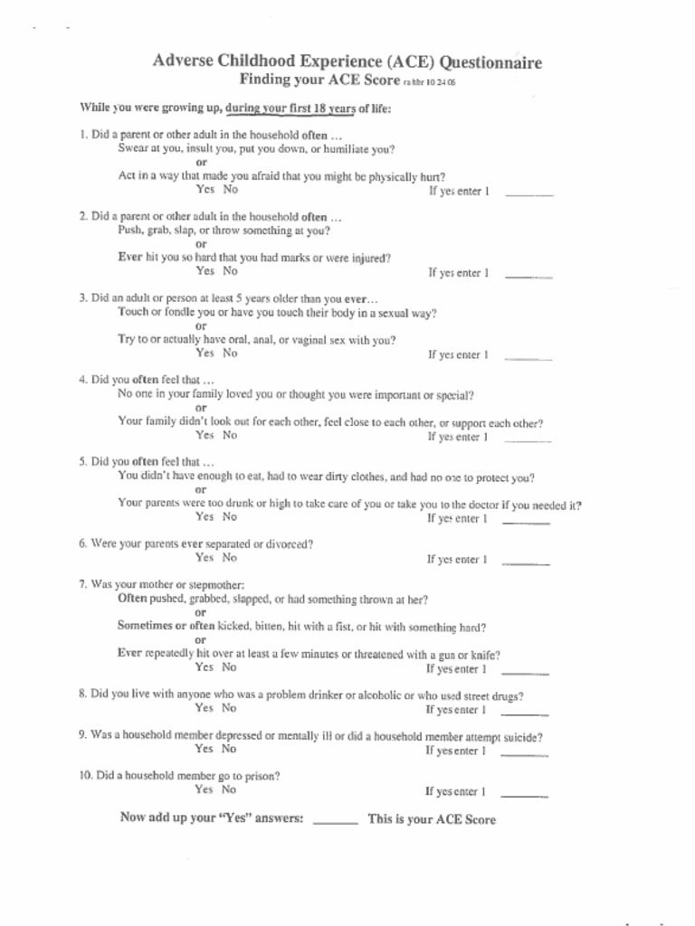 Adverse Childhood Experiences Scale (ACES) | PDF