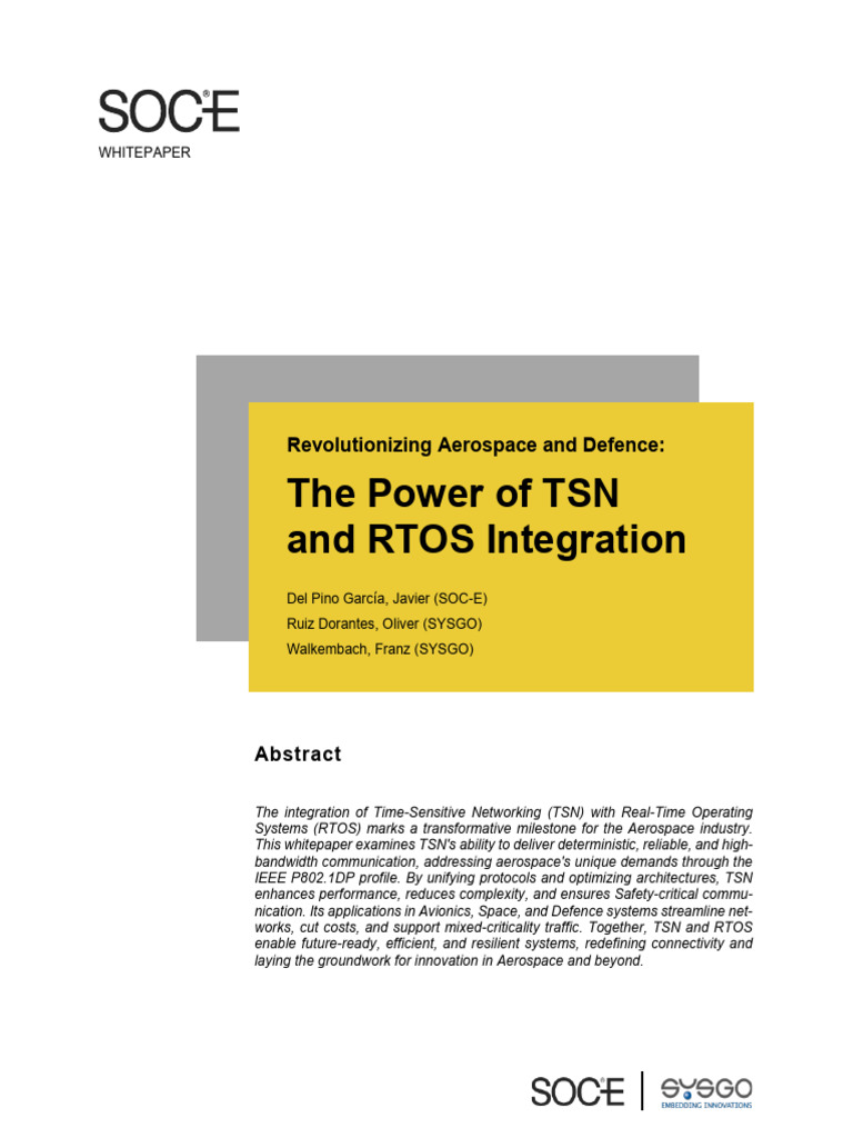 The Power of TSN and RTOS Integration (White Paper) | PDF | Computer ...