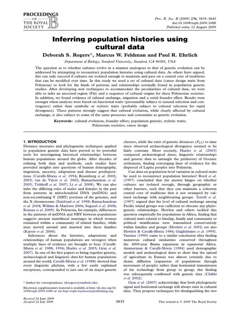 Inferring Population Data | PDF | Polynesia | Phylogenetics