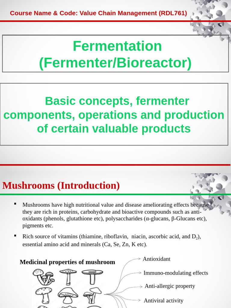Mushroom Fermentation and Bioreactor Insights | PDF | Biology | Chemistry