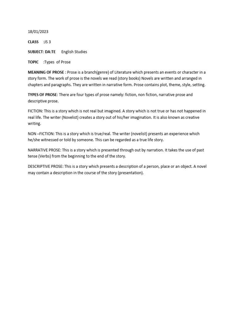 1660 - Types of Prose | PDF