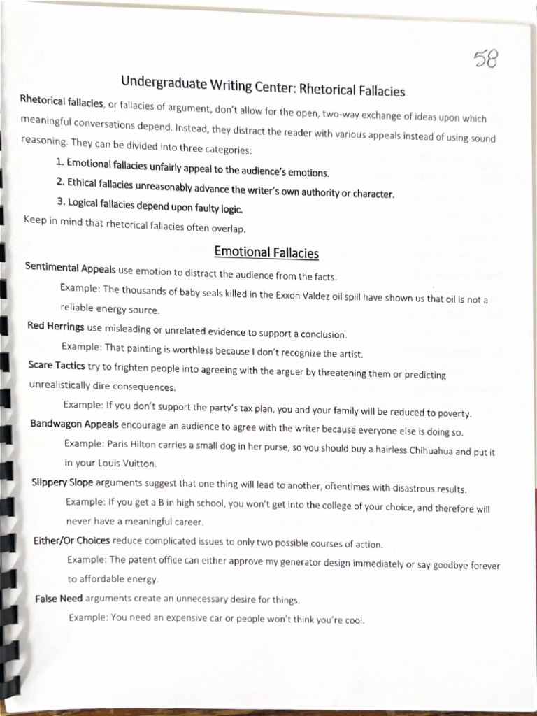 Undergraduate Rhetorical: The Fallacies Depend Logic | PDF | Fallacy ...