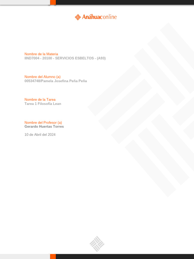 Tarea 1 Filosofía Lean | PDF