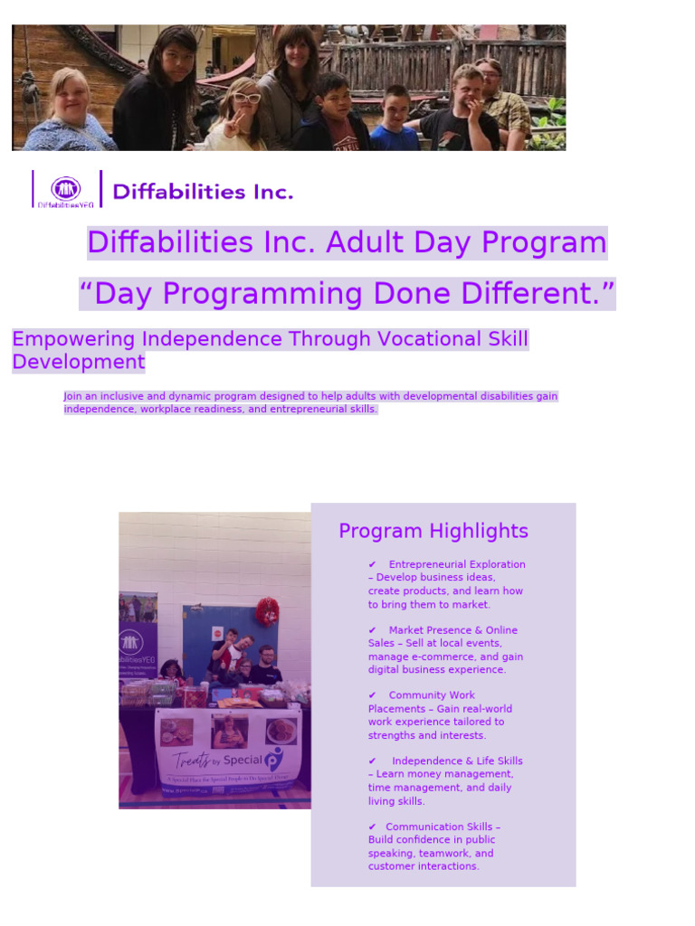 Diffabilities Inc. Adult Day Program "Day Programming Done Different ...