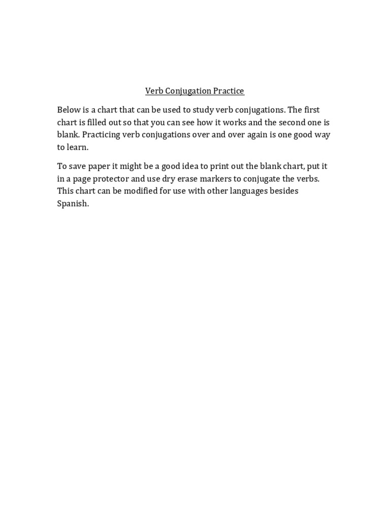 Spanish Verb Conjugation Practice | PDF