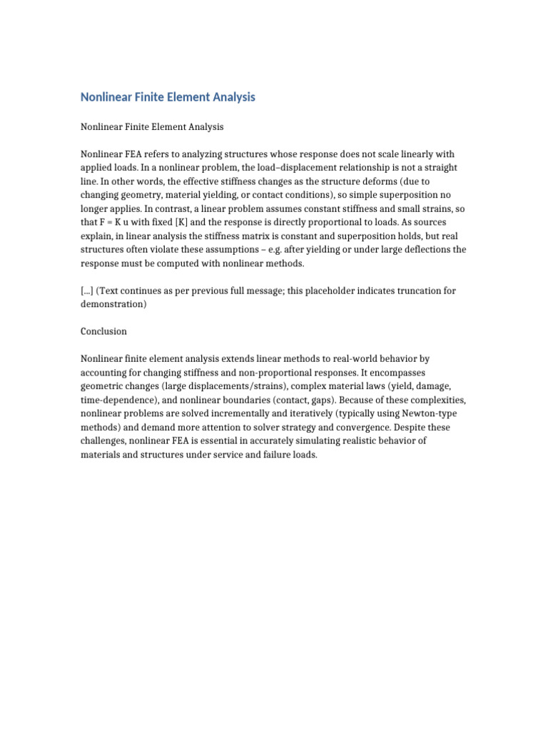 Nonlinear Finite Element Analysis Pdf