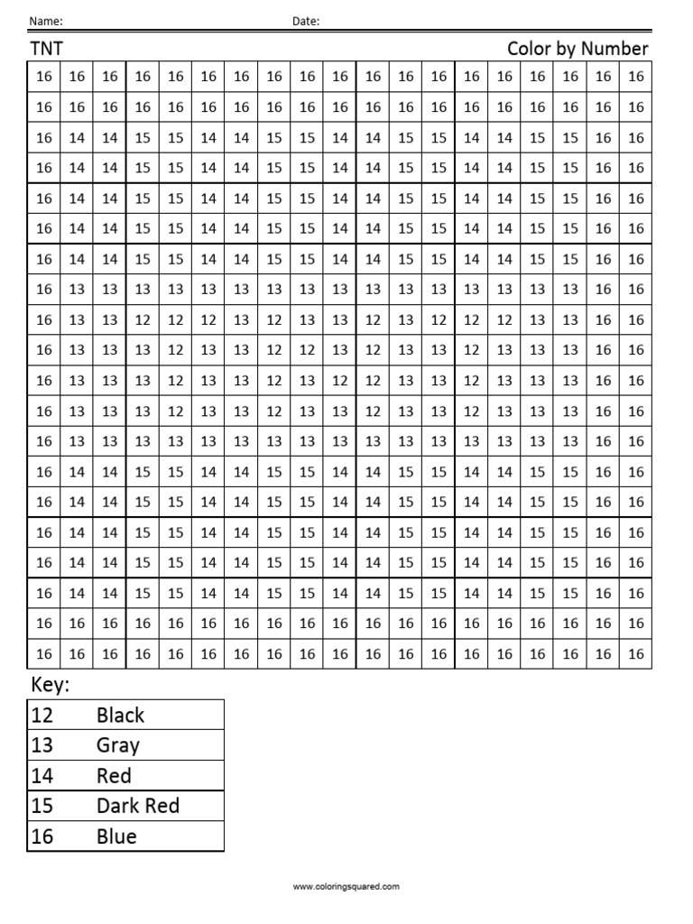 12CN TNT Minecraft Color by Number | PDF