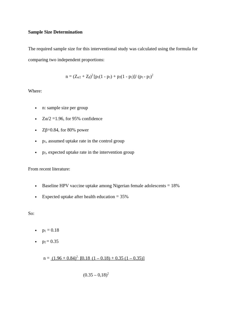 Sample Size Determination | PDF