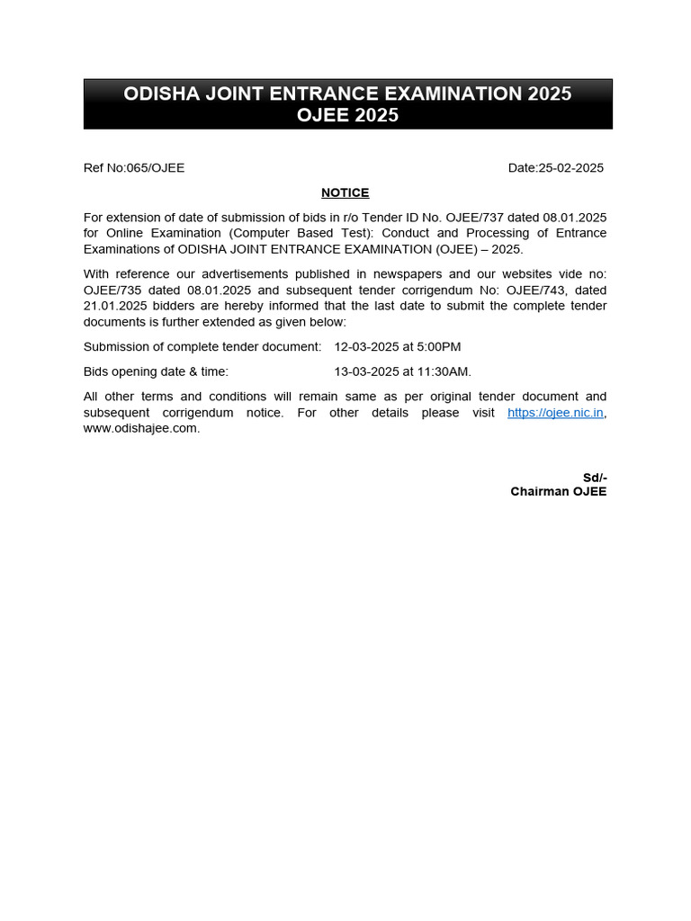 Tender Extension Notice 307 | PDF