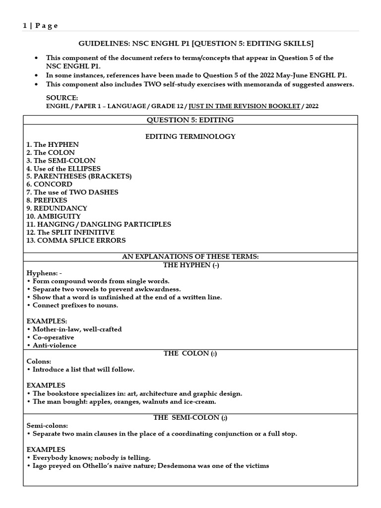 Jit Guidelines P1 Editing Question 5 | PDF | Comma | Adverb