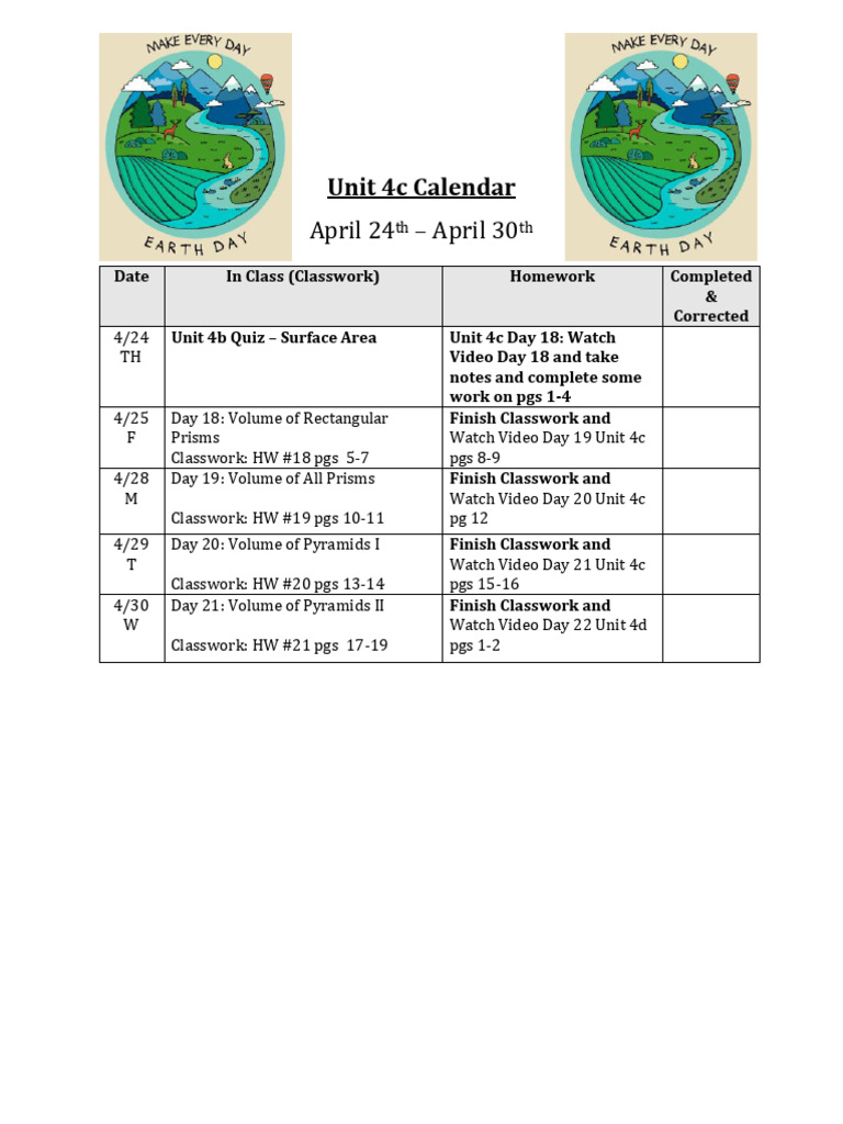 Unit 4c Calendar | PDF