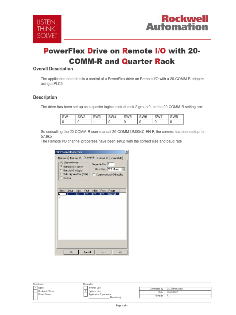 PowerFlex On RemoteIO With 20-COMM-R and QTR Rack | PDF | Input/Output | Computer Science