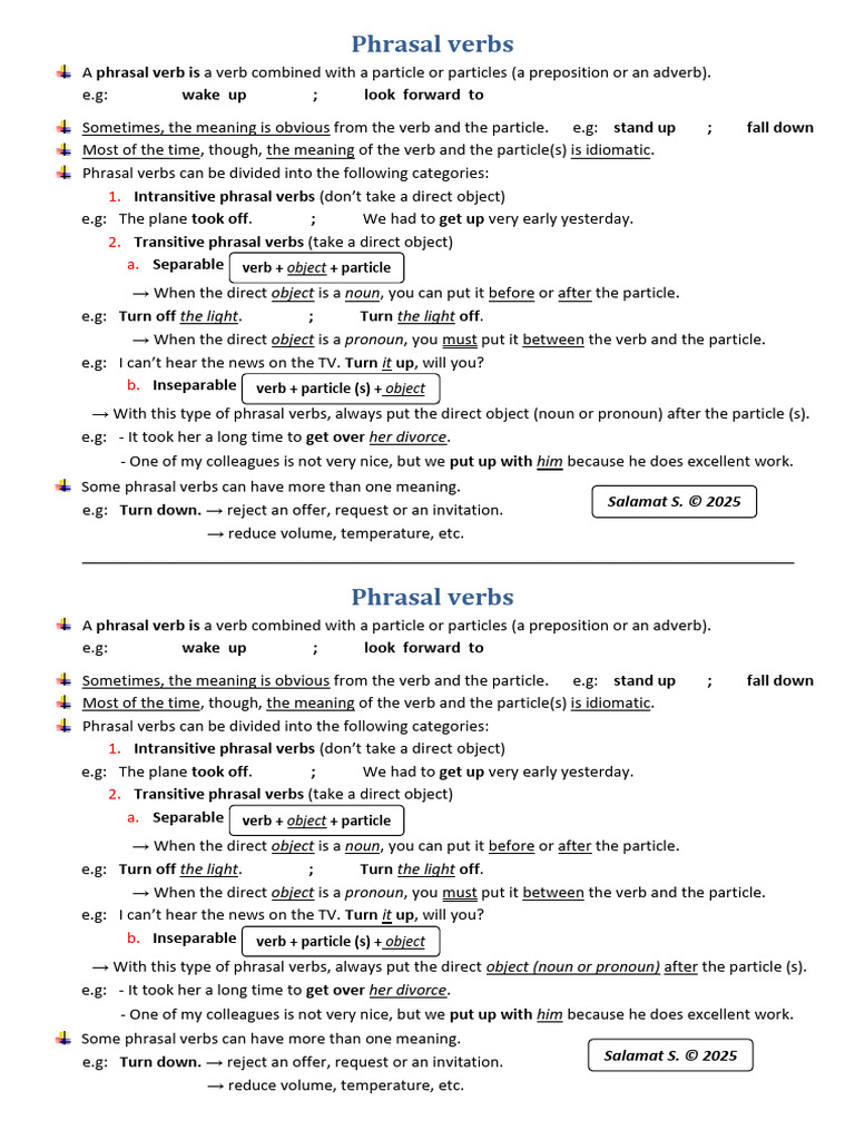 Understanding Phrasal Verbs Explained | PDF | Verb | Object (Grammar)