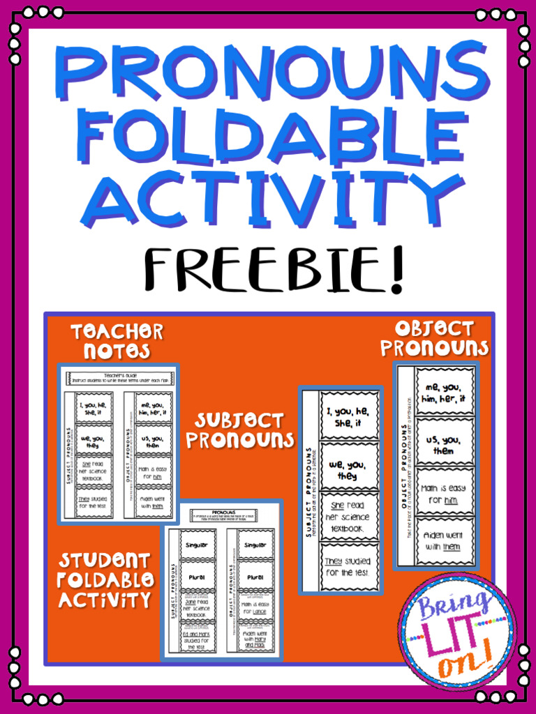 FREEBIEPronounsFoldableActivity | PDF | Pronoun | Verb