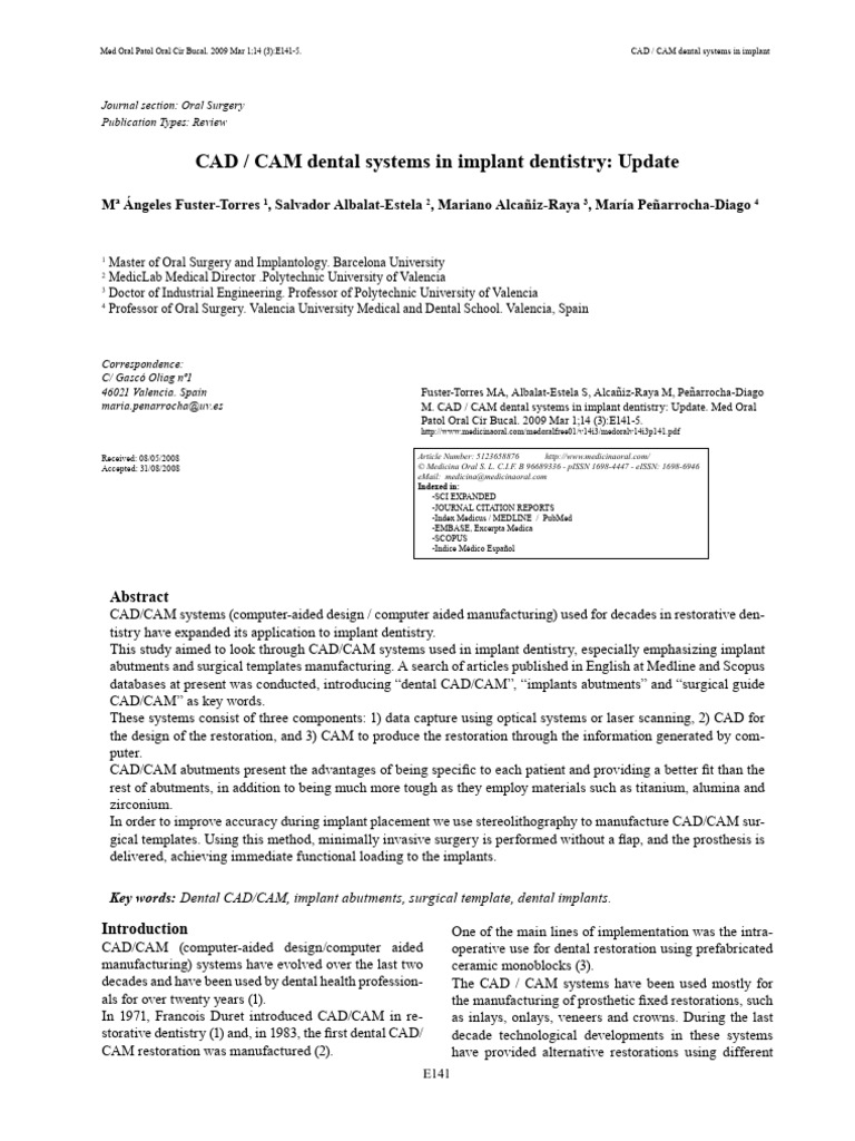 CAD/CAM Systems in Implant Dentistry | PDF | Dental Implant | Dentistry ...