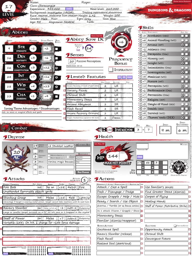 Wizard 2 - MPMB's Character Record Sheet (v13.1.12) (Colorful - A4 ...