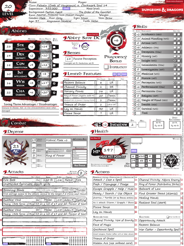 Sorcadin Aasimar - MPMB's Character Record Sheet (v13.1.12) (Colorful ...