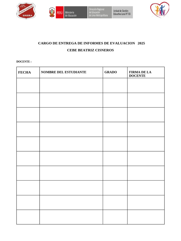 Cargo de Entrega de Informes 2024CM | PDF