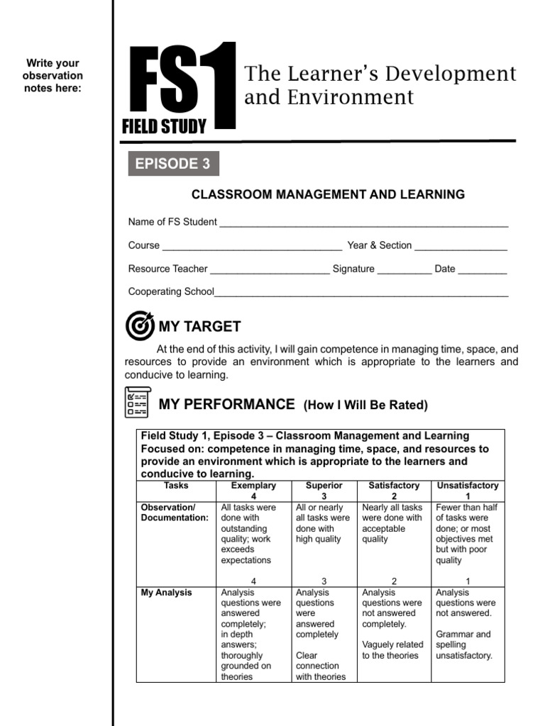 FS1 Ep3 | PDF | Learning | Classroom Management