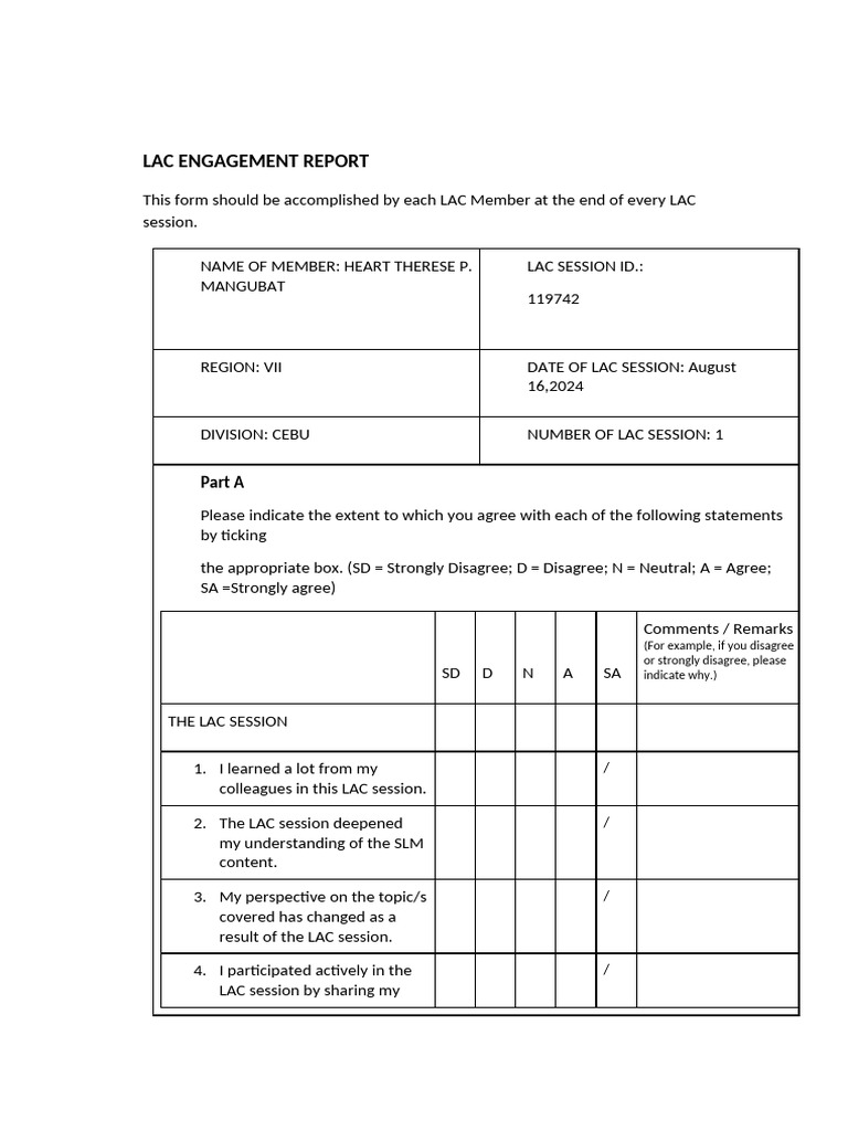 Lac Engagement Report 1 | PDF | Pedagogy | Education Theory