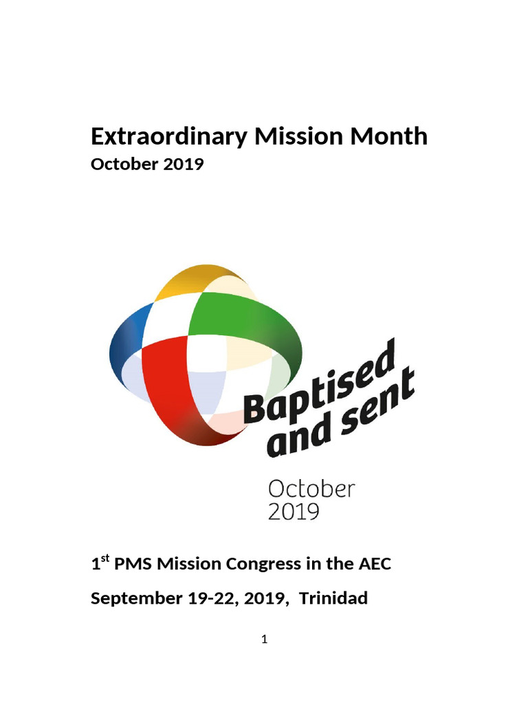 Extraordinary Mission Month 2019 Overview | PDF | Baptism | Catholic Church