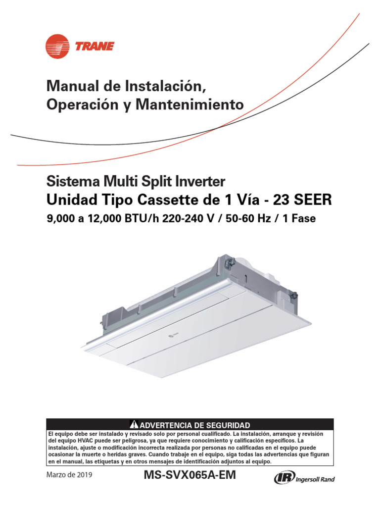 IOM-EM-Multisplit One Way Cassette-Inverter-SEER 23 | PDF | Aire acondicionado | Control remoto